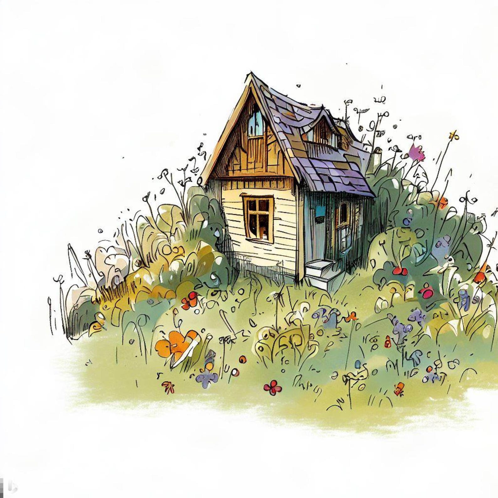 Quaint Cottage Digital Art Print, Whimsical House Illustration, Cute ...
