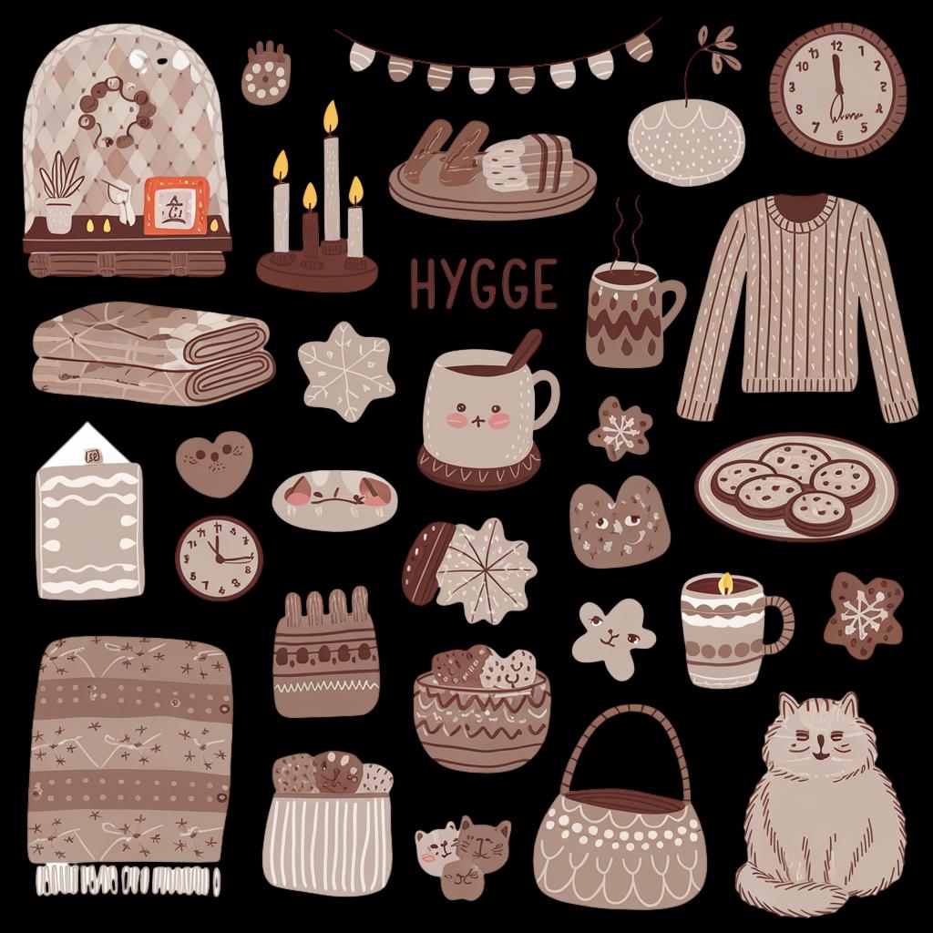 Cute Cozy Winter Hygge Digital Art Set, Printable Illustrations for ...