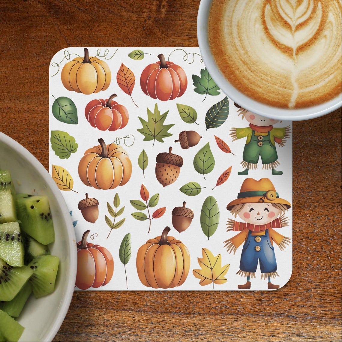 Fall Harvest Clipart, Autumn Pumpkins and Leaves, Cute Scarecrow ...
