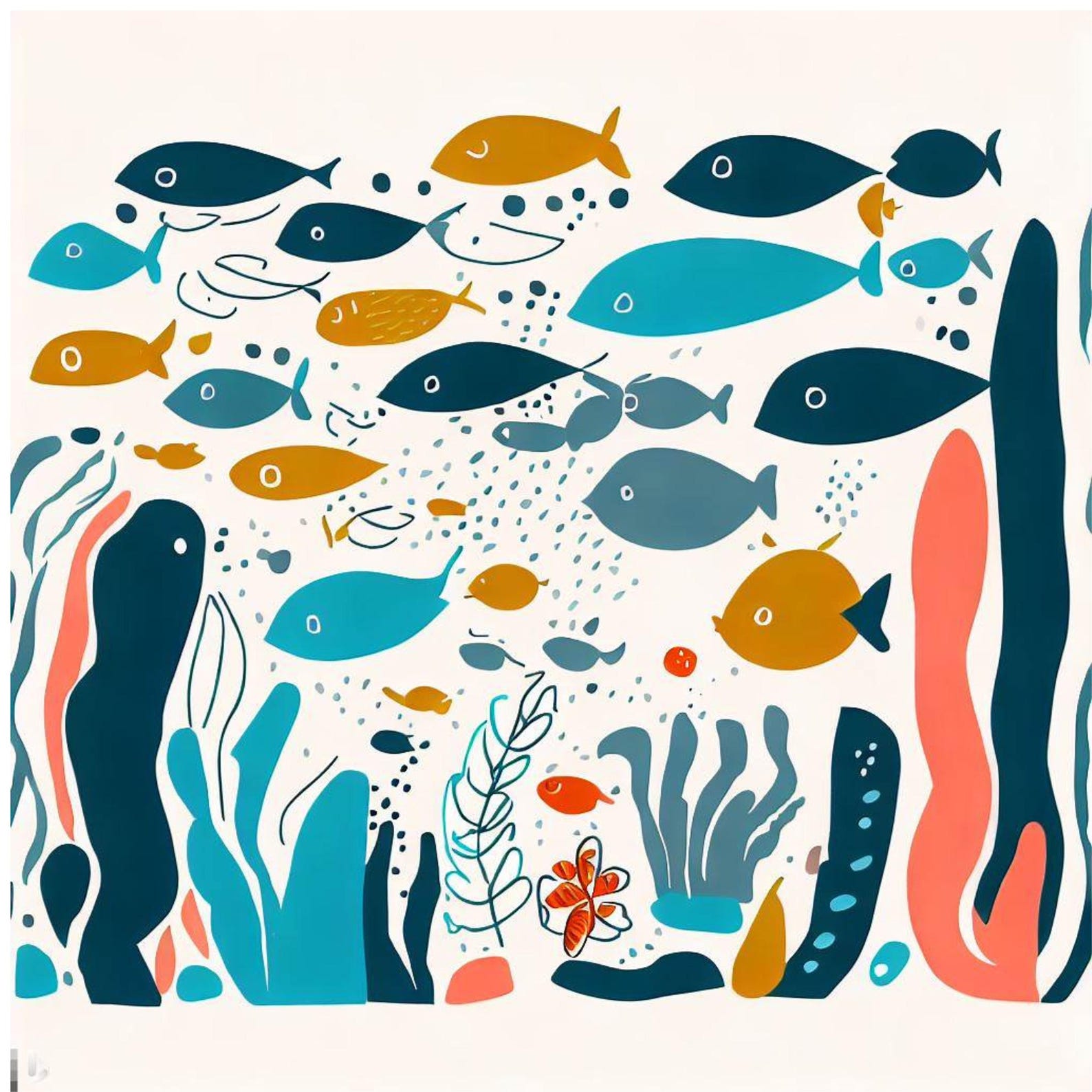 Colorful Underwater Sea Life Digital Printable Art, Ocean Fish Wall Art ...