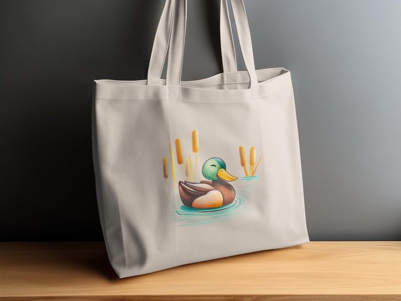 Adorable Floating Duck Digital Art Print, Cute Duck Illustration for ...