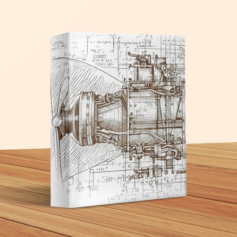 Vintage Airplane Engine Blueprint Art Print, Aviation Mechanics Drawing ...