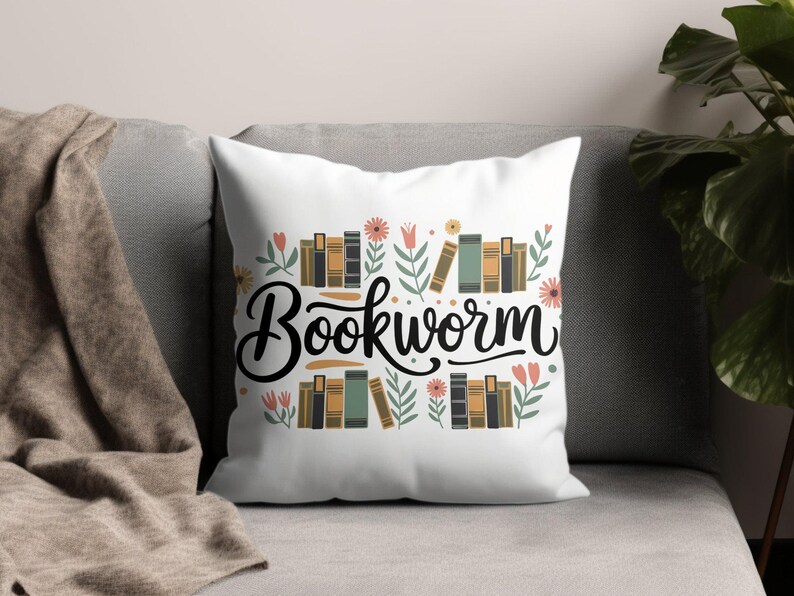Bookworm Digital Print, Book Lovers Art, Reading Decor, Book Nook Wall ...