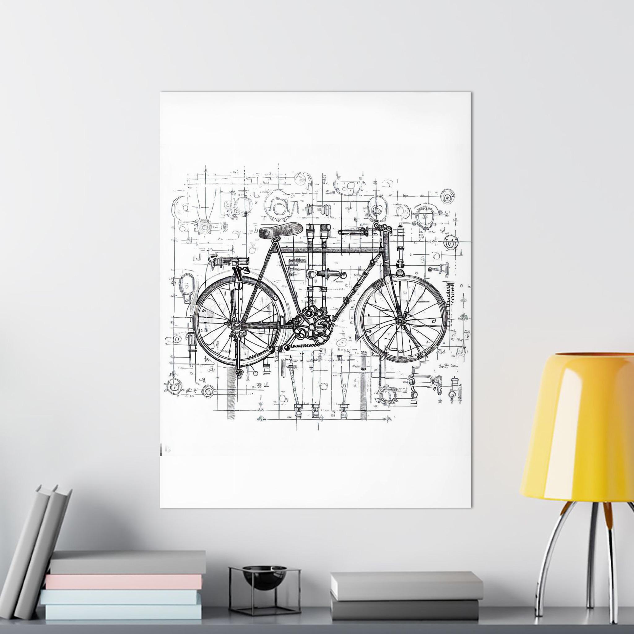 Bicycle Blueprint Digital Art, Engineering Style Print, Bike Schematic ...