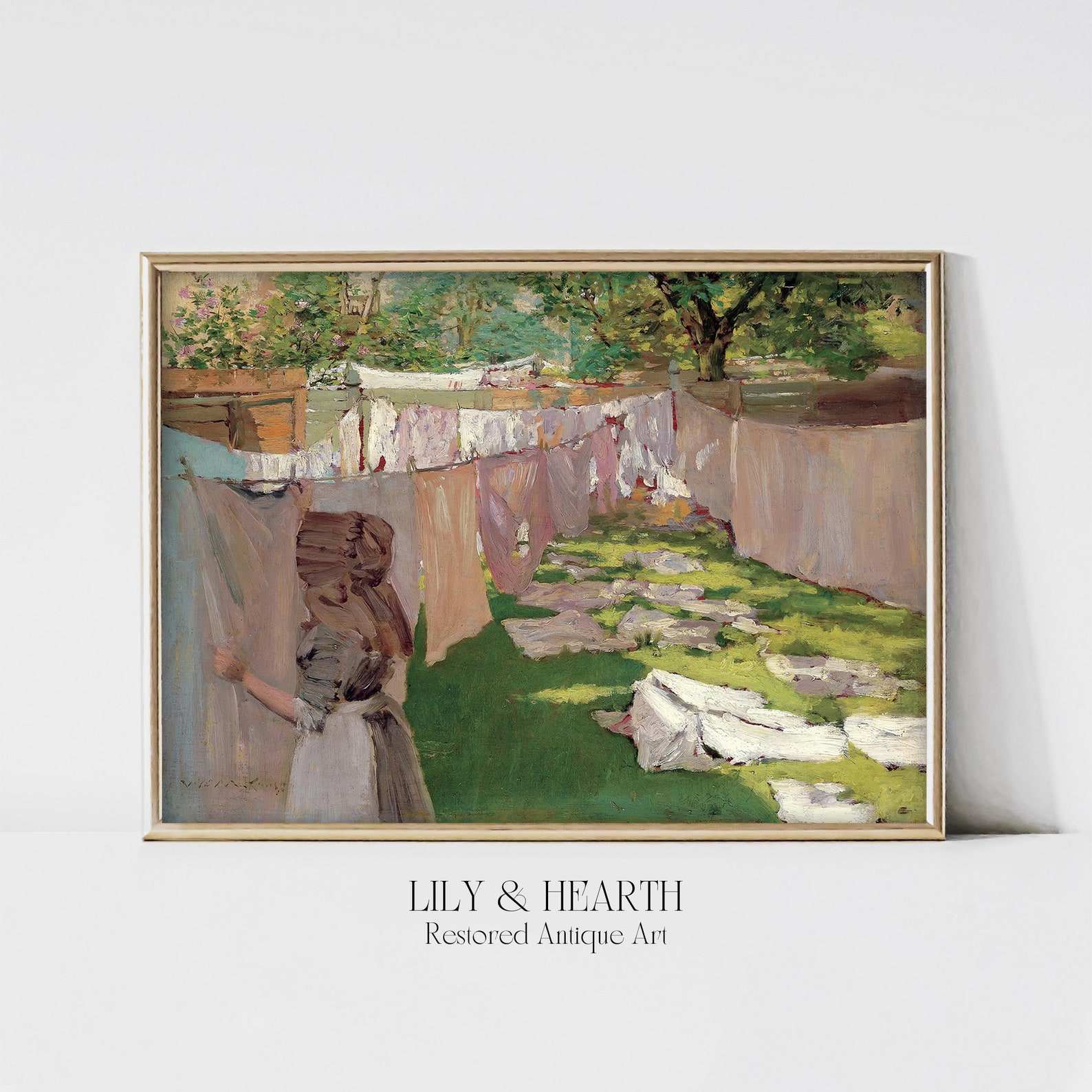Vintage Clothes Line - 19th Century Impressionist Painting - Printable ...