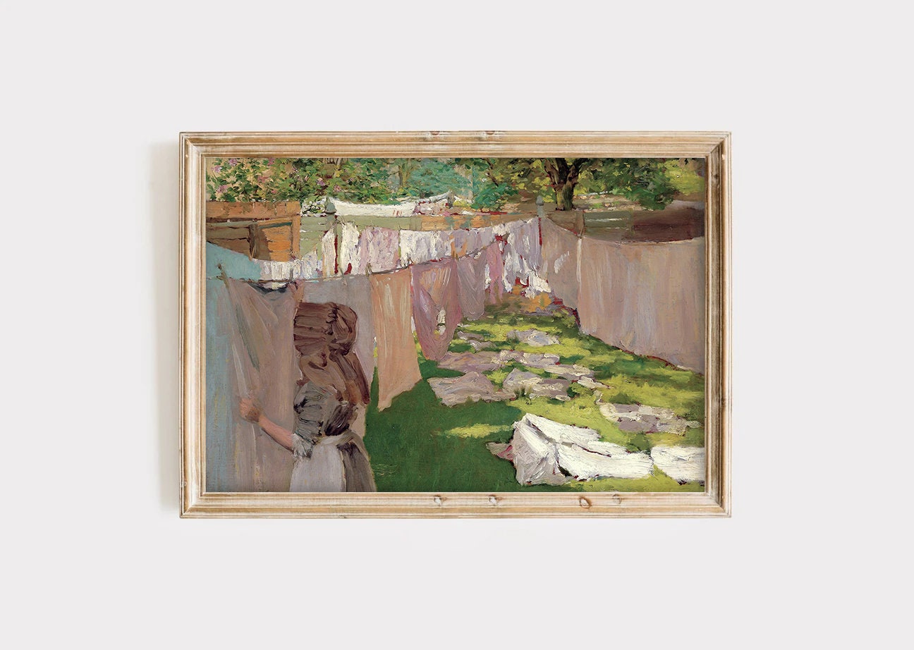 Vintage Clothes Line - 19th Century Impressionist Painting - Printable ...