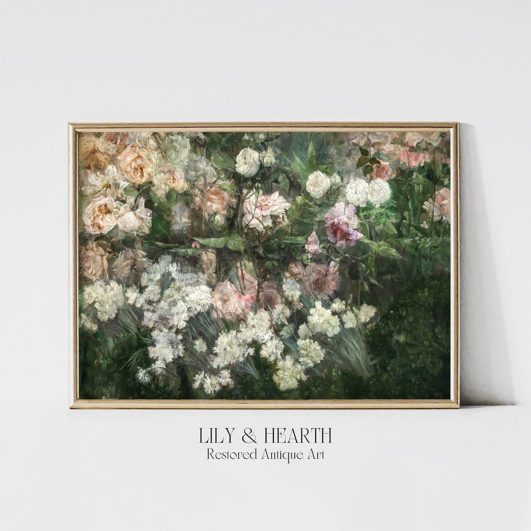 Rose Bramble - Vintage Floral Painting - Cottage Decor - Etsy