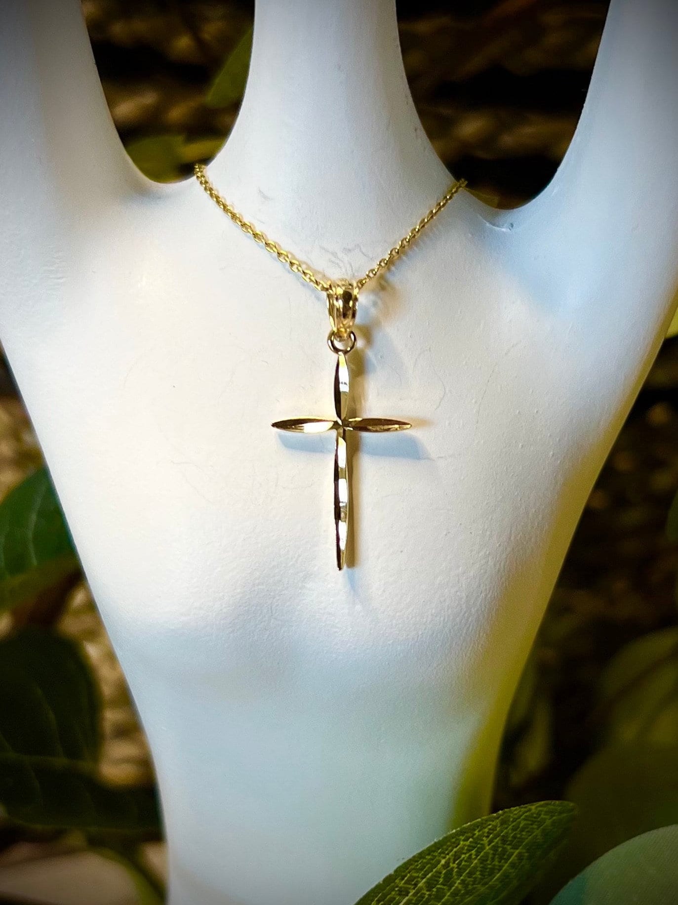 14K Solid Gold Knife Edge Cross Pendant - Etsy