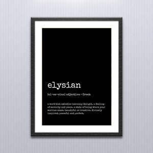 Elysian Definition Wall Art Elysian Art Print Ἠλύσιον - Etsy