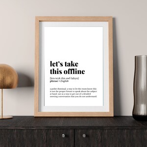 Let's Take This Offline Definition Print Office Wall Art - Etsy