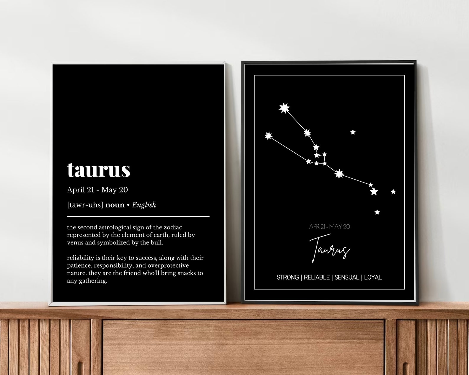 Taurus Zodiac Poster Wall Art Bundle, Taurus Definition Printable ...