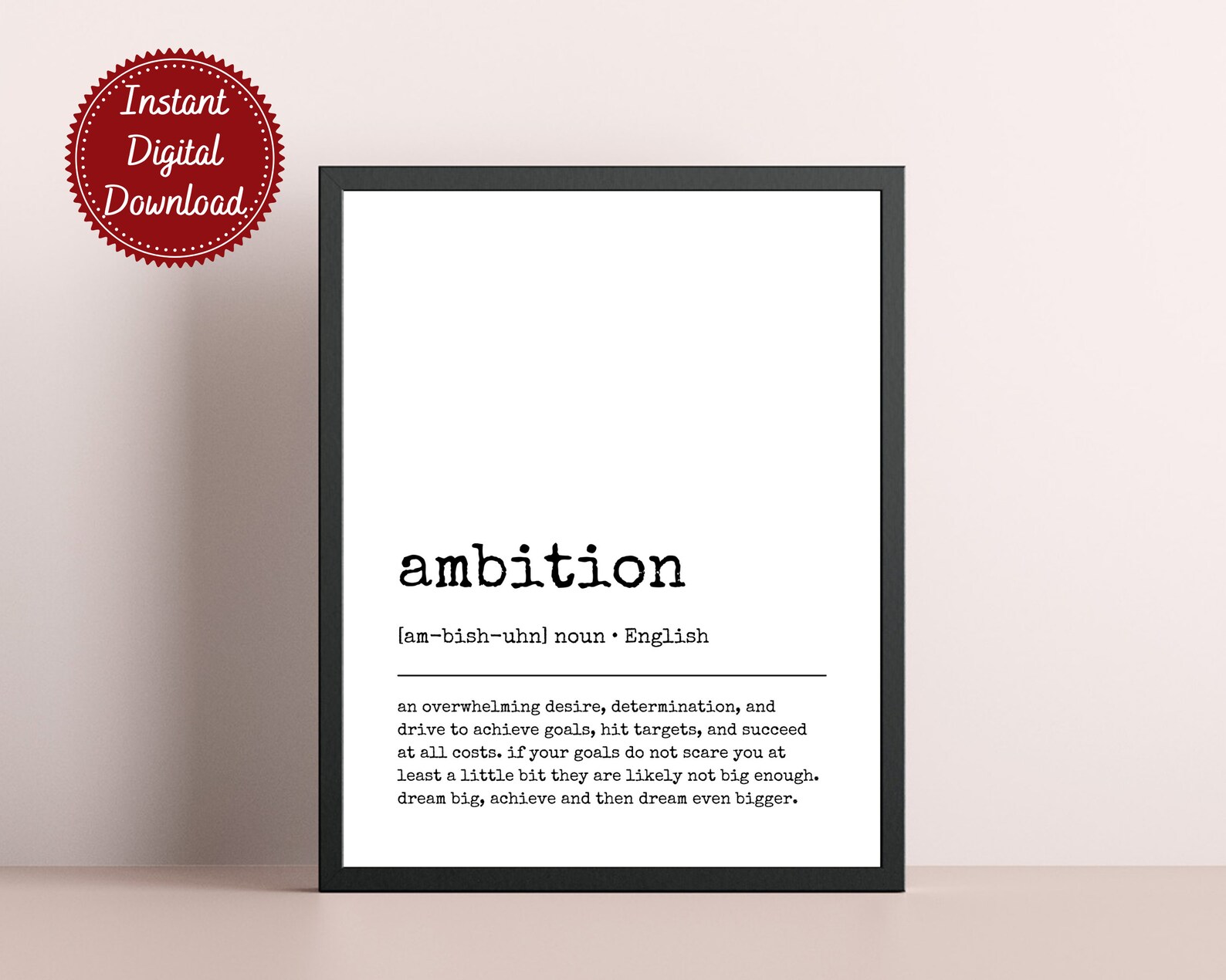 Ambition Definition Print Office Wall Art Home Office Decor - Etsy