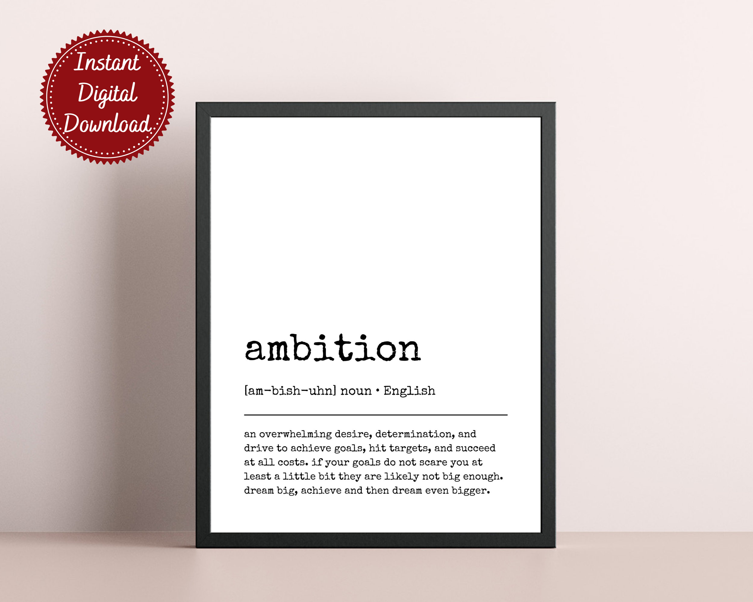 Ambition Definition Print Office Wall Art Home Office Decor - Etsy