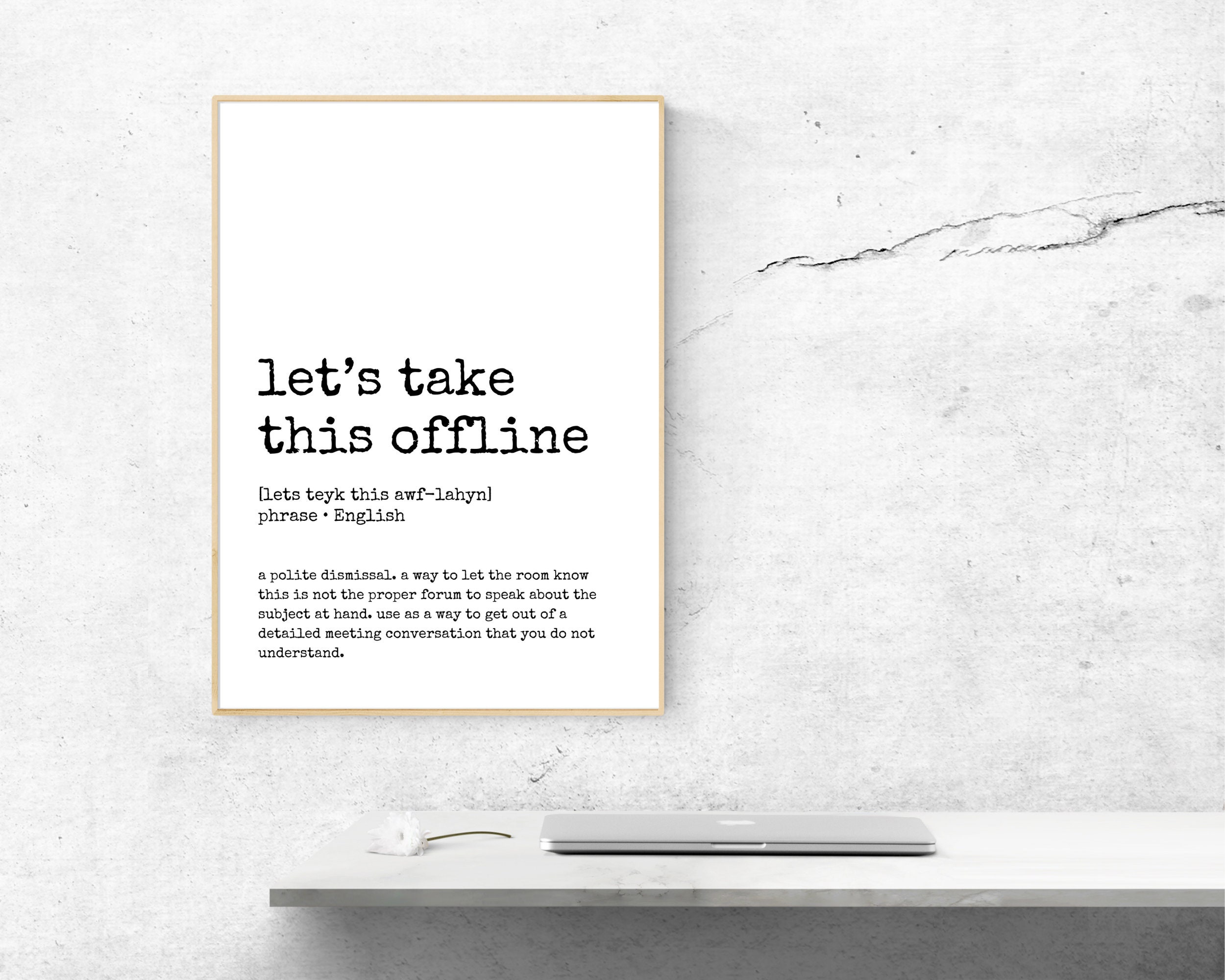 Let's Take This Offline Definition Print Office Wall Art - Etsy