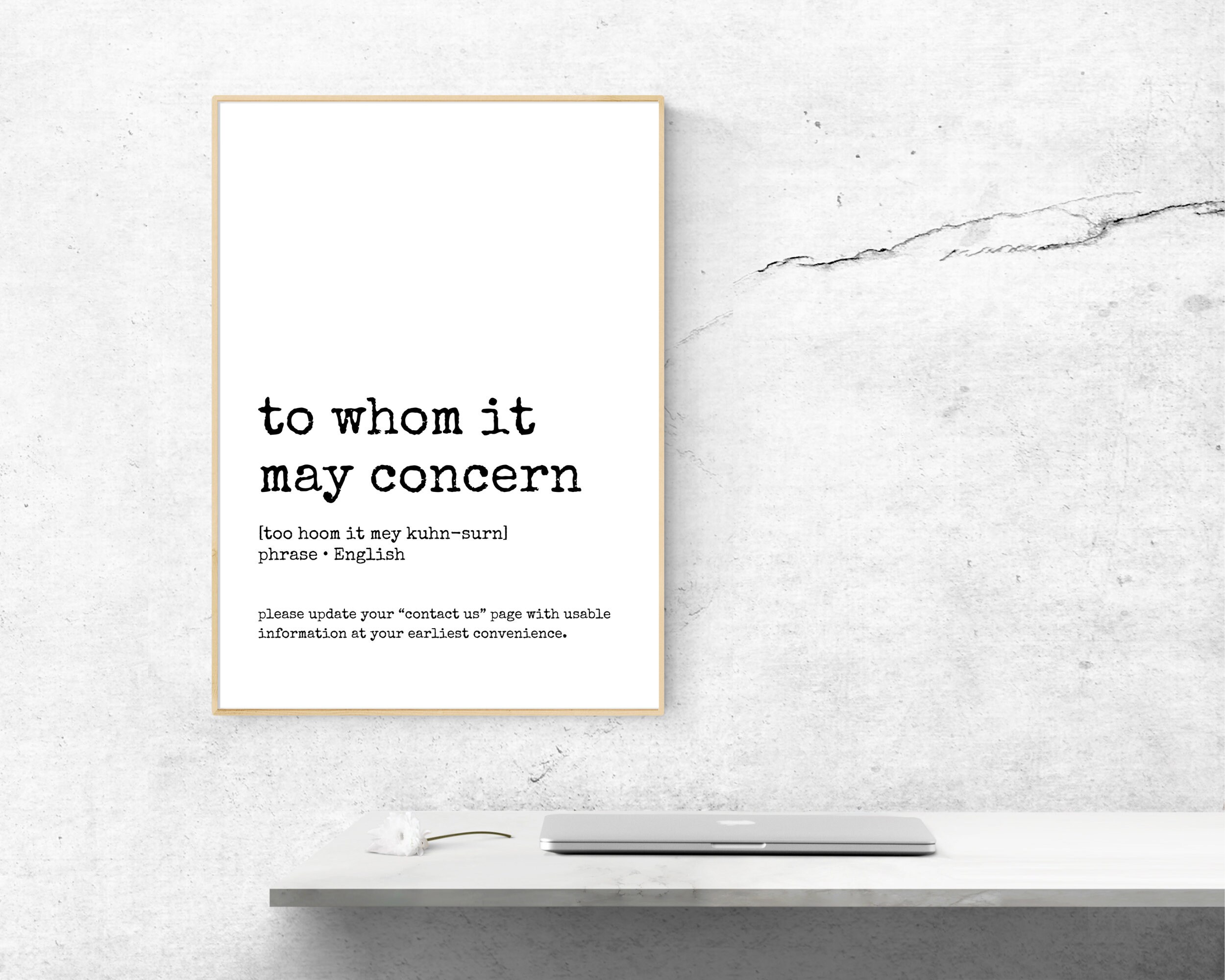 To Whom It May Concern Definition Print, Office Wall Art, Home Office ...