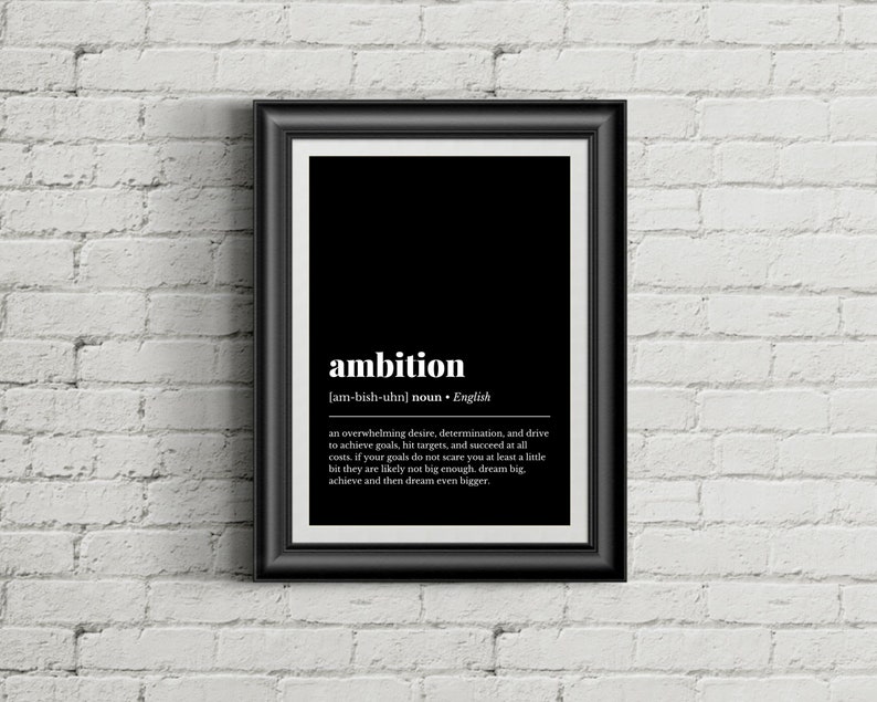 Ambition Definition Print Office Wall Art Home Office Decor - Etsy