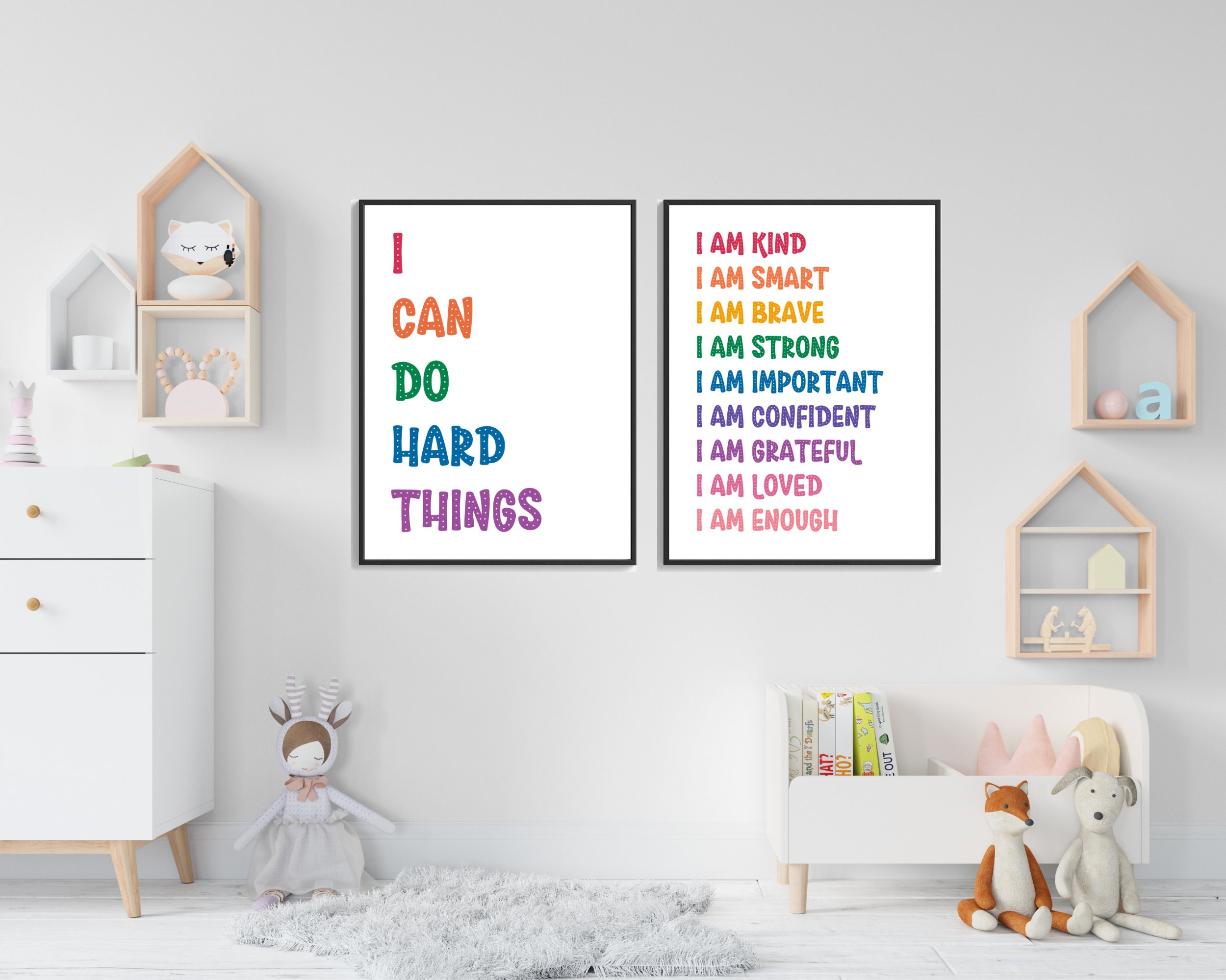 Affirmations for Kids, Rainbow Affirmations Print, I Am Kind Smart ...