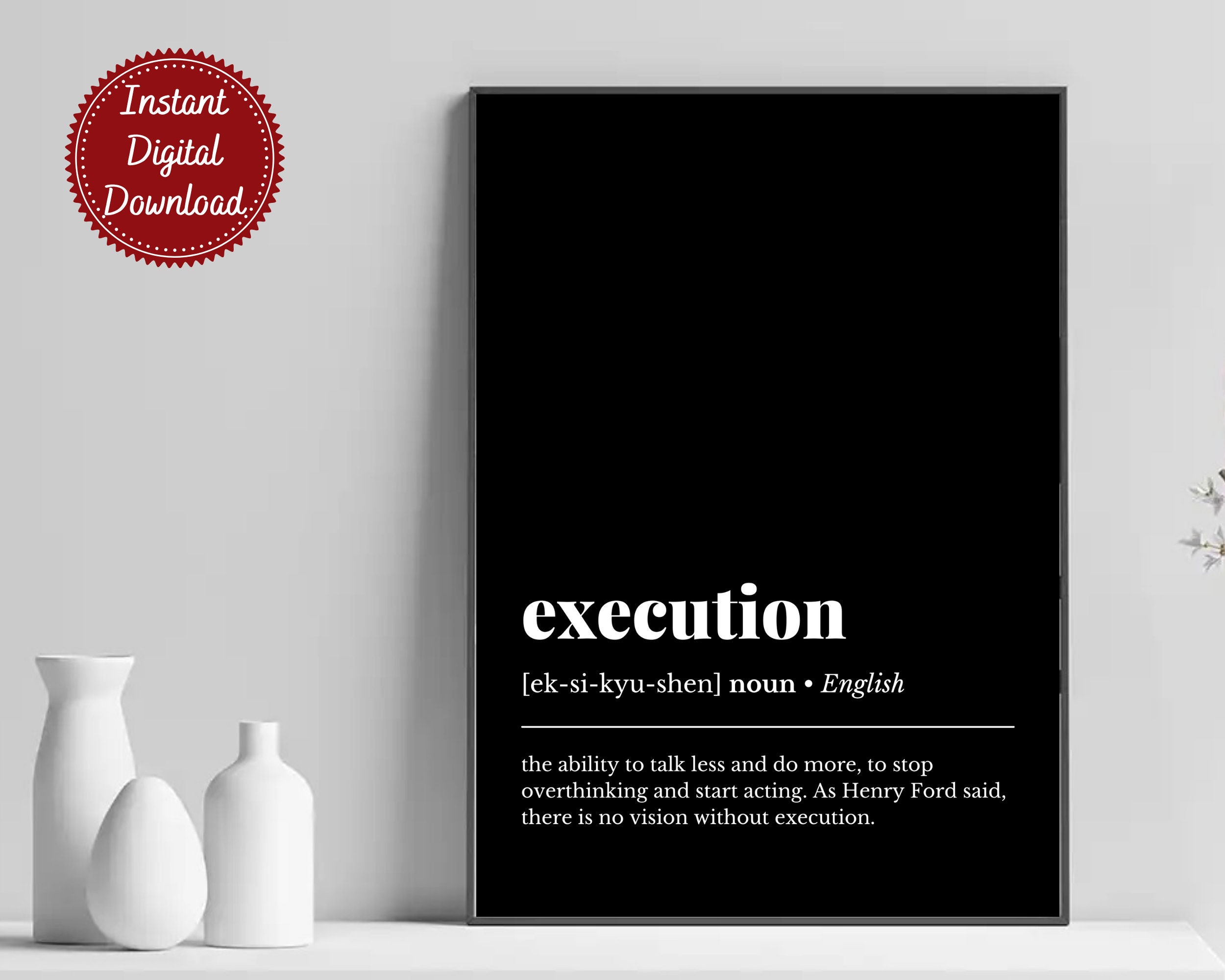 Execution Definition Print Office Wall Art Home Office - Etsy