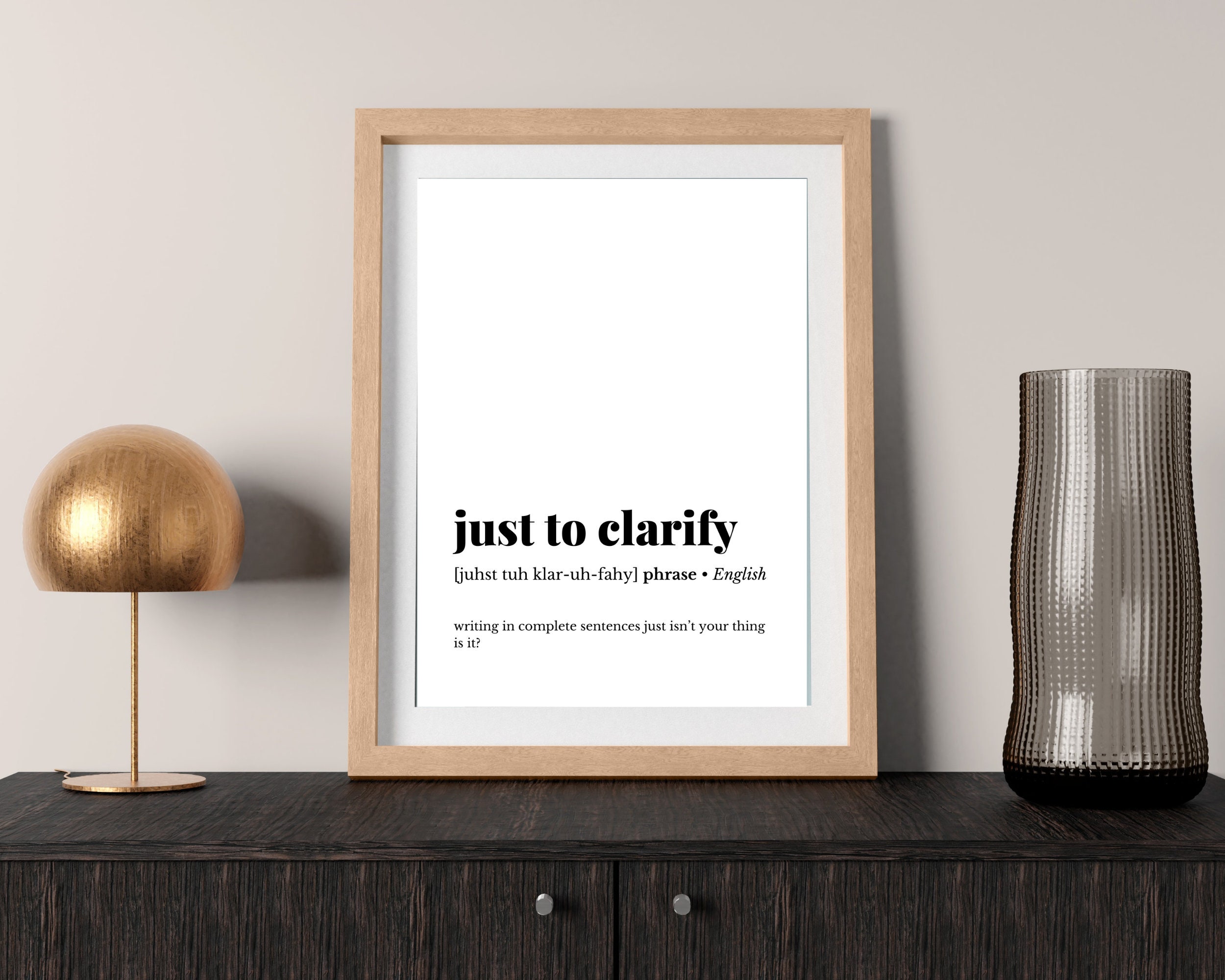 Just to Clarify Definition Print, Office Wall Art, Home Office Decor ...