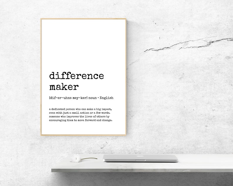 Difference Maker Definition Print, Office Wall Art, Home Office Decor ...
