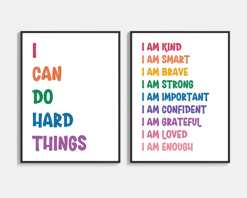 Affirmations for Kids, Rainbow Affirmations Print, I Am Kind Smart ...