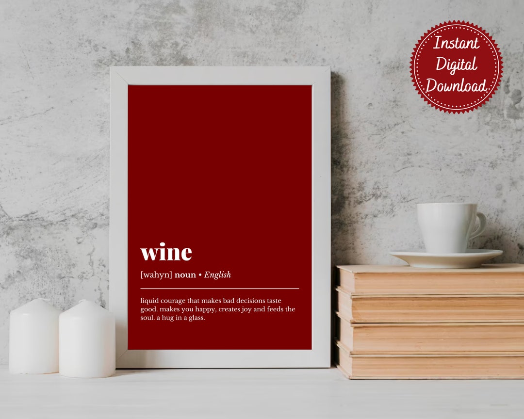 Wine Definition Print Wine Art Kitchen Wall Decor Winery - Etsy