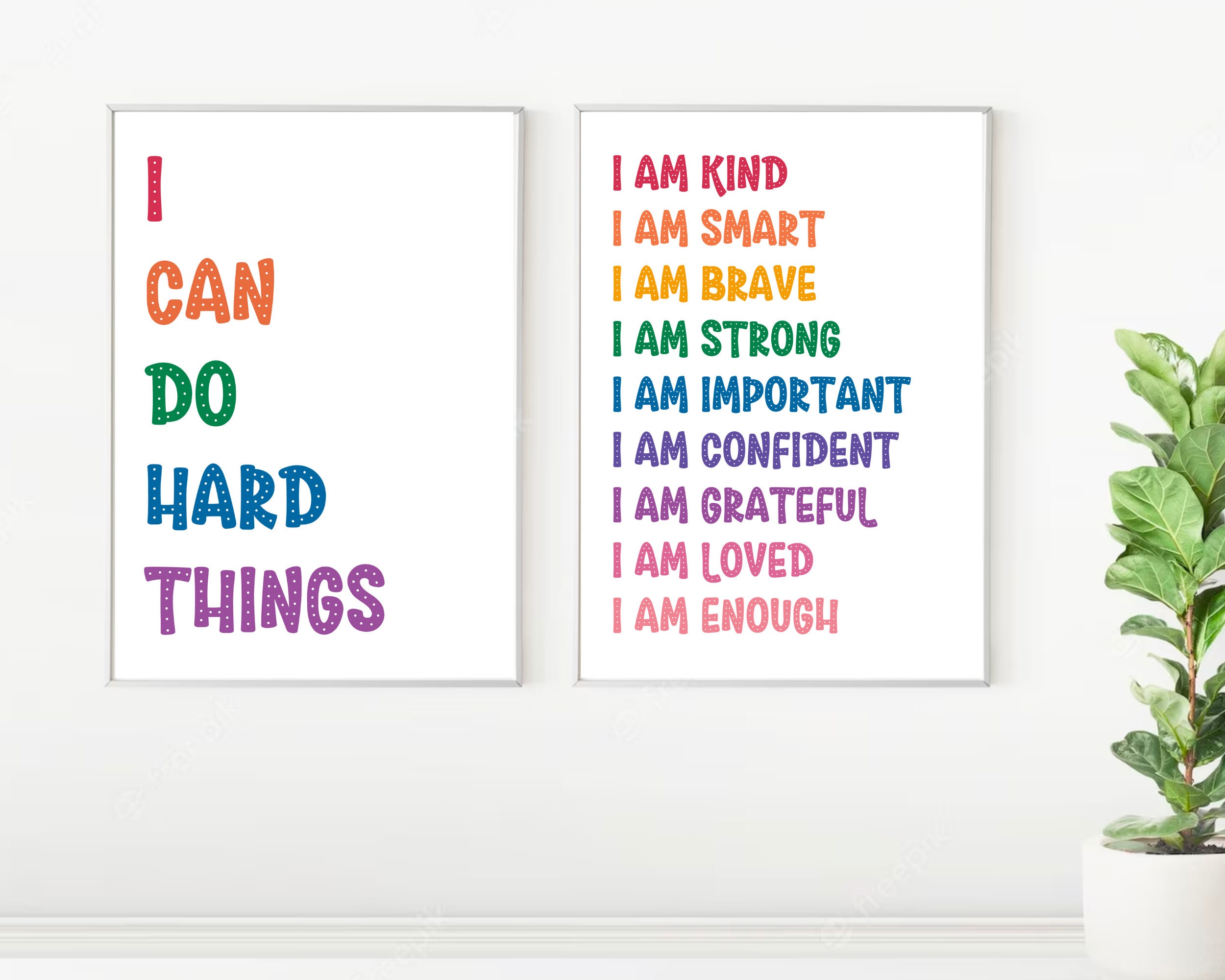 Affirmations for Kids, Rainbow Affirmations Print, I Am Kind Smart ...