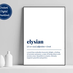 Elysian Definition Wall Art Elysian Art Print Ἠλύσιον - Etsy