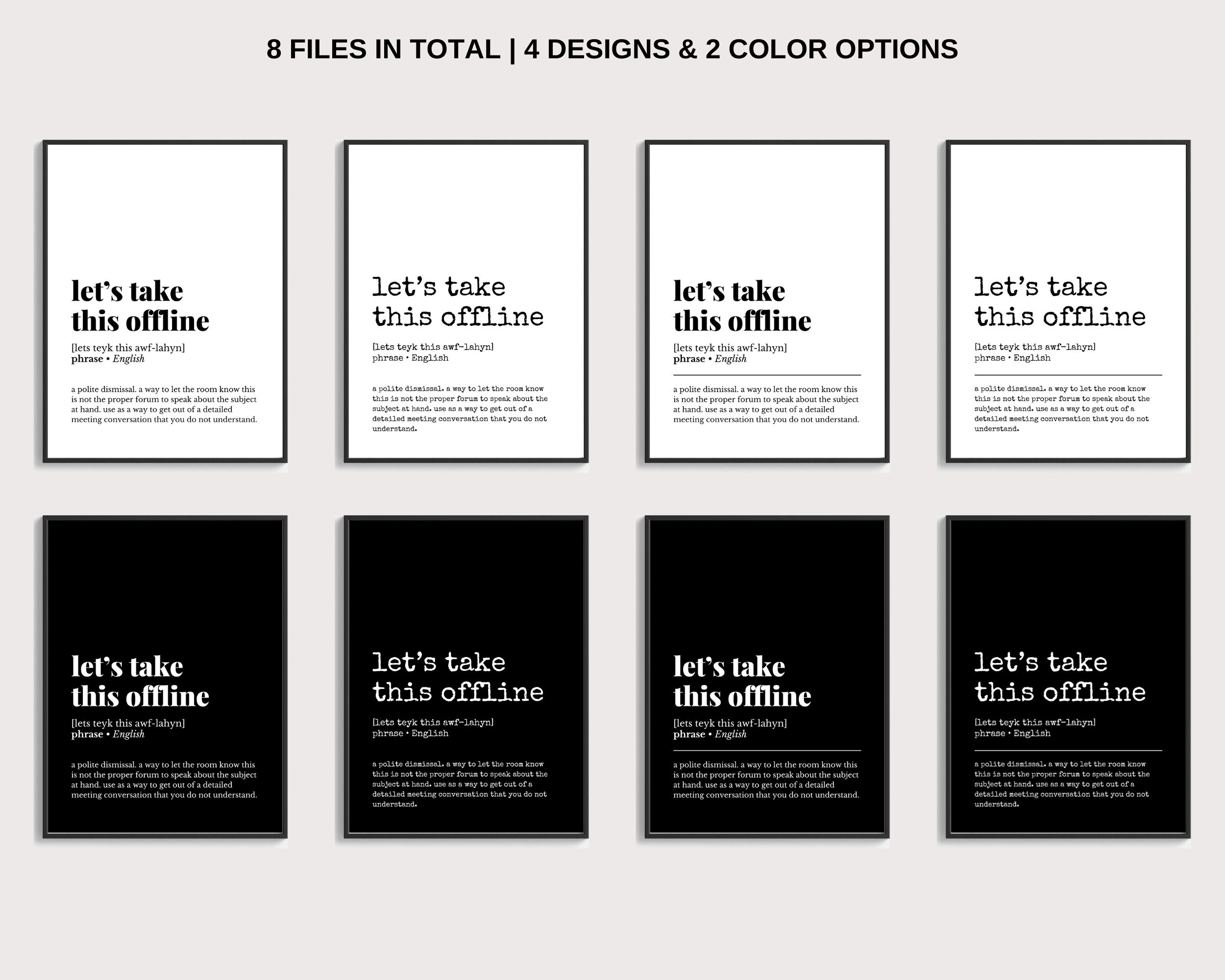 Let's Take This Offline Definition Print Office Wall Art - Etsy