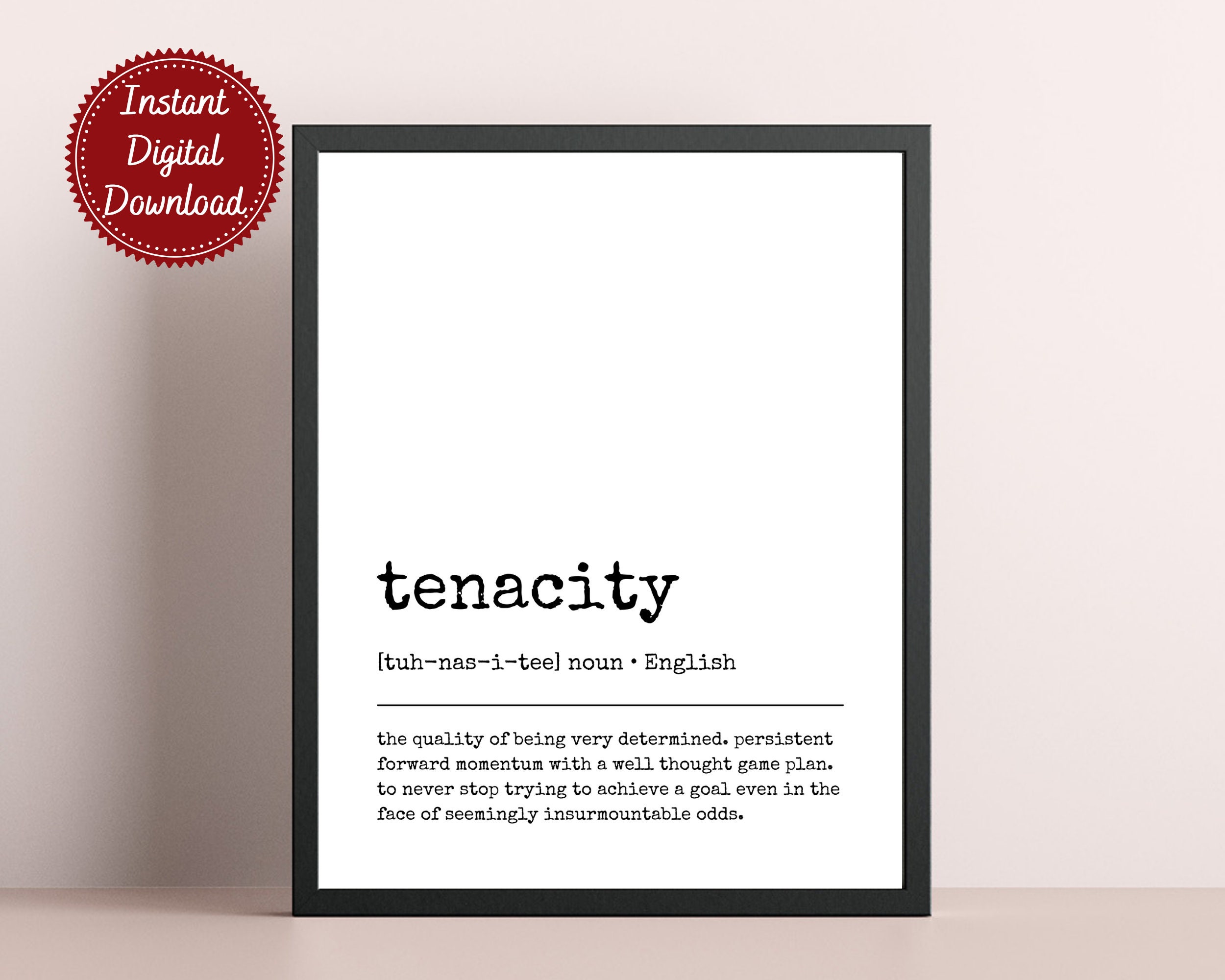 Tenacity Definition Print, Büro Wandkunst, Home Office Decor, lustige ...