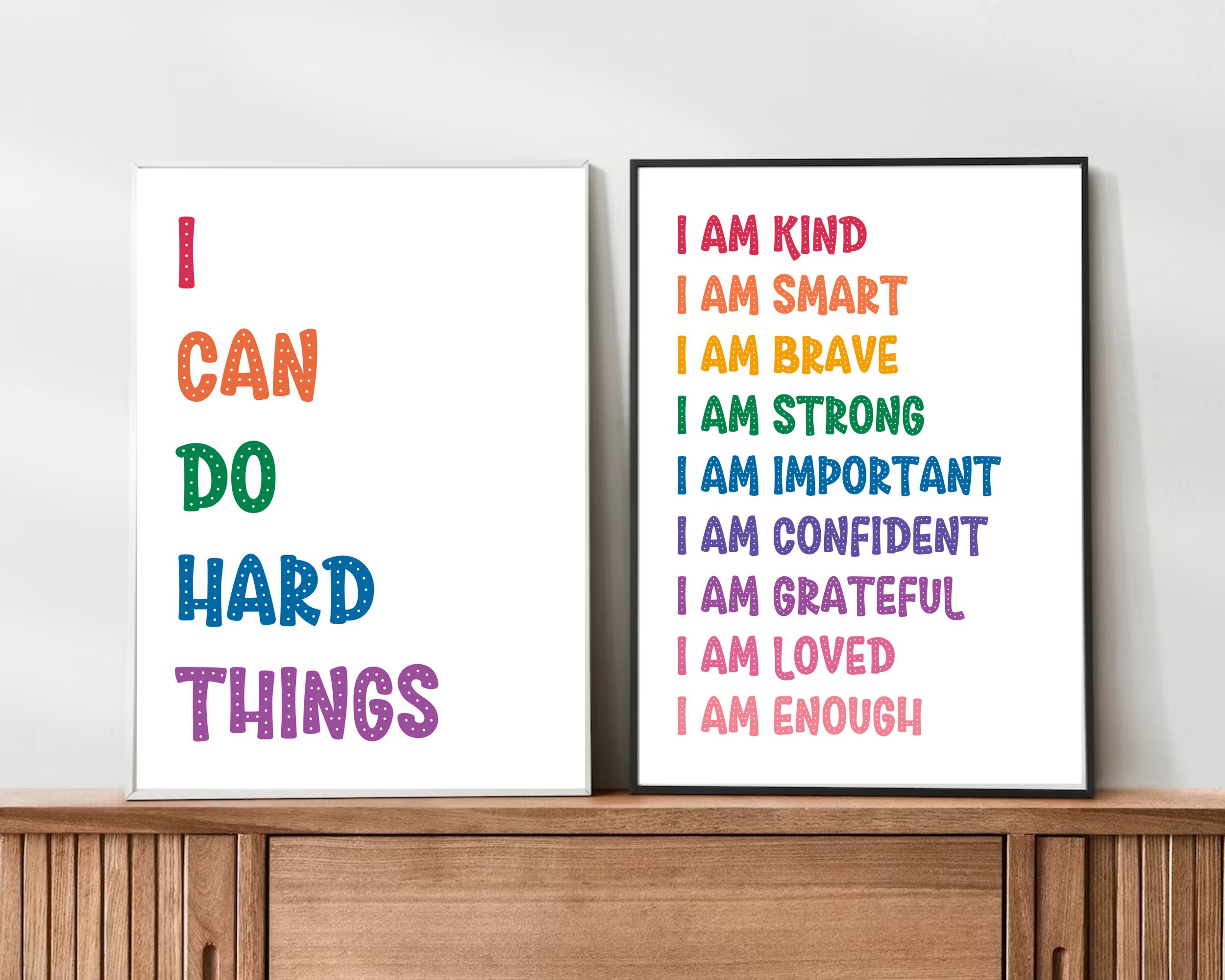 Affirmations for Kids, Rainbow Affirmations Print, I Am Kind Smart ...