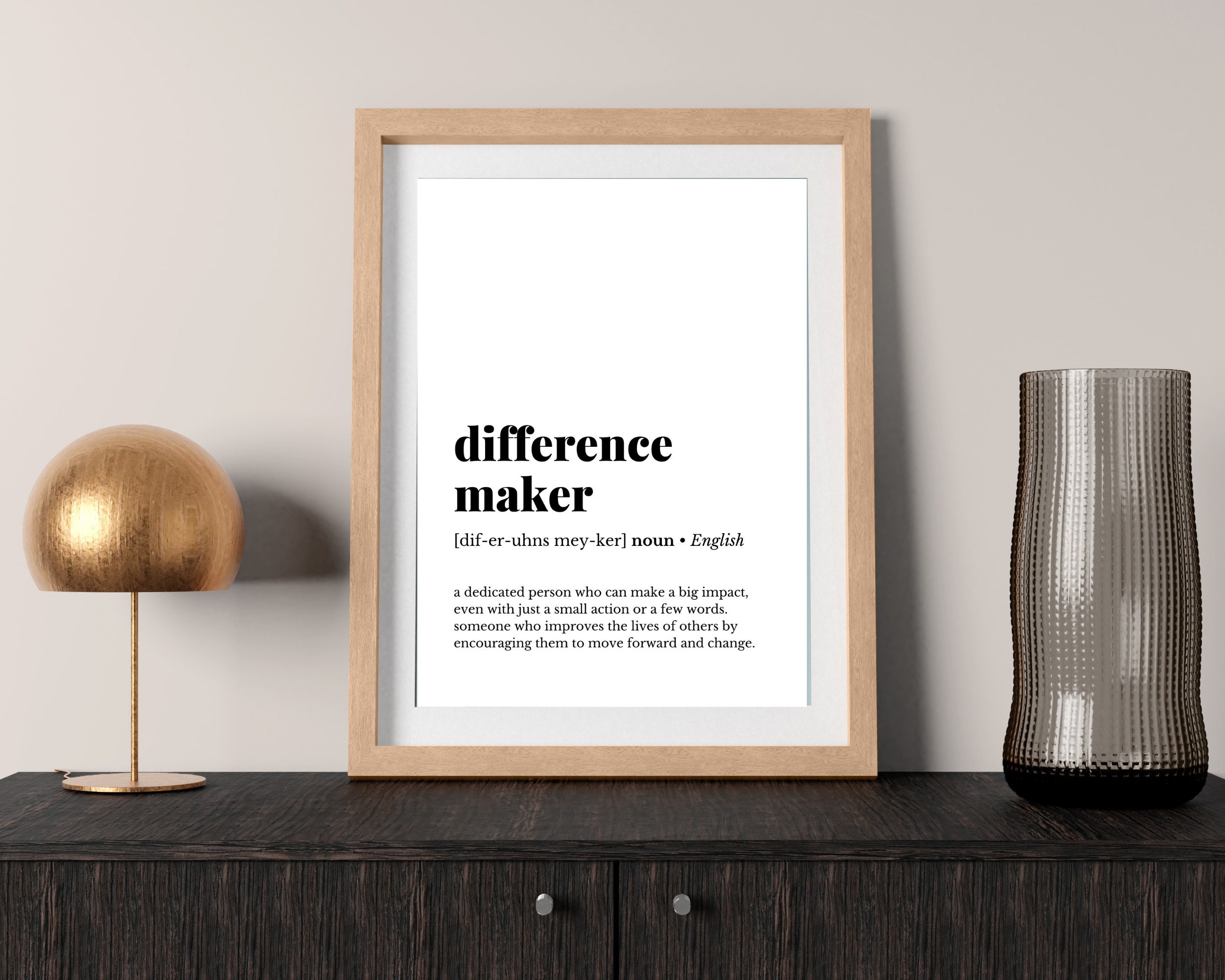 Difference Maker Definition Print, Office Wall Art, Home Office Decor ...