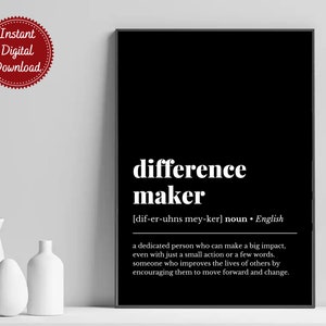 Difference Maker Definition Print, Office Wall Art, Home Office Decor ...