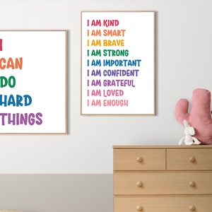 Affirmations for Kids, Rainbow Affirmations Print, I Am Kind Smart ...
