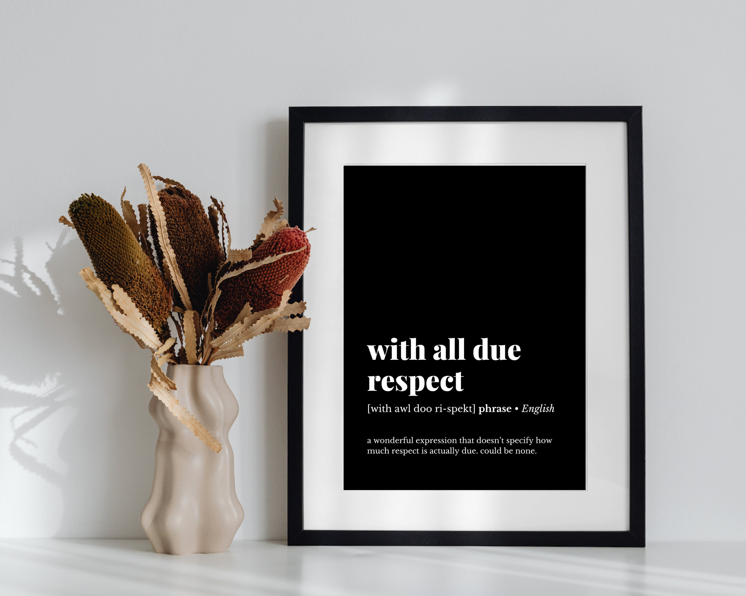 With All Due Respect Definition Print, Büro Wandkunst, Home Office ...
