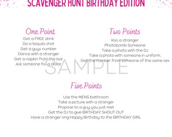 Printable Ladies Night Scavenger Hunt for Girls Night Out A4 & US ...
