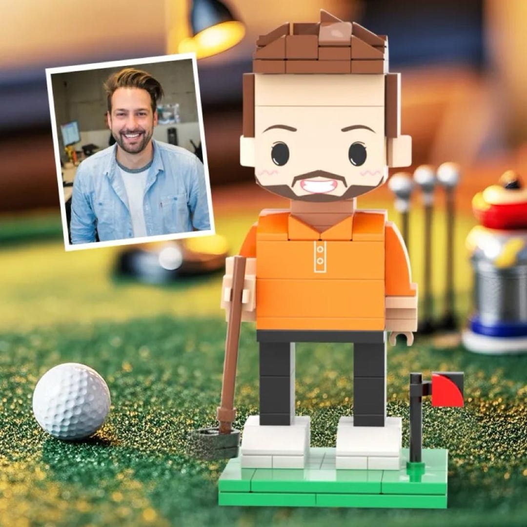 Custom Golf Player Brick Figure, Personalized Golfer Mini Character ...