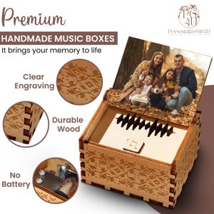 Personalized Wooden Music Box: Custom Song, Photo, and Text - Etsy ...