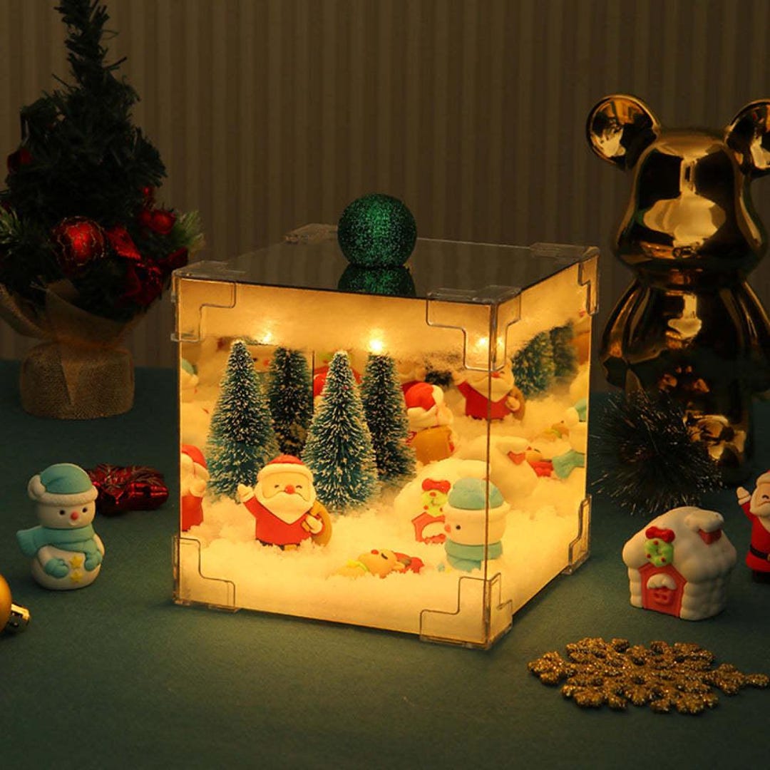 DIY Christmas Night Light Kit, LED Mirror Lamp, Holiday Table Decor ...