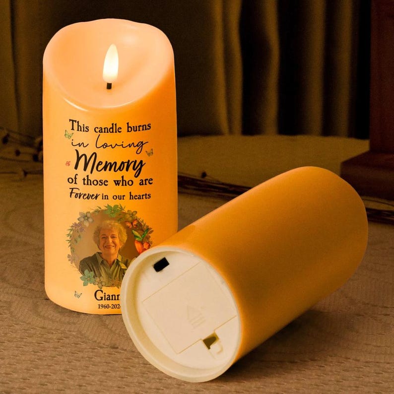 Custom Memorial Candle Light, Personalized Photo LED Candle, Battery or ...
