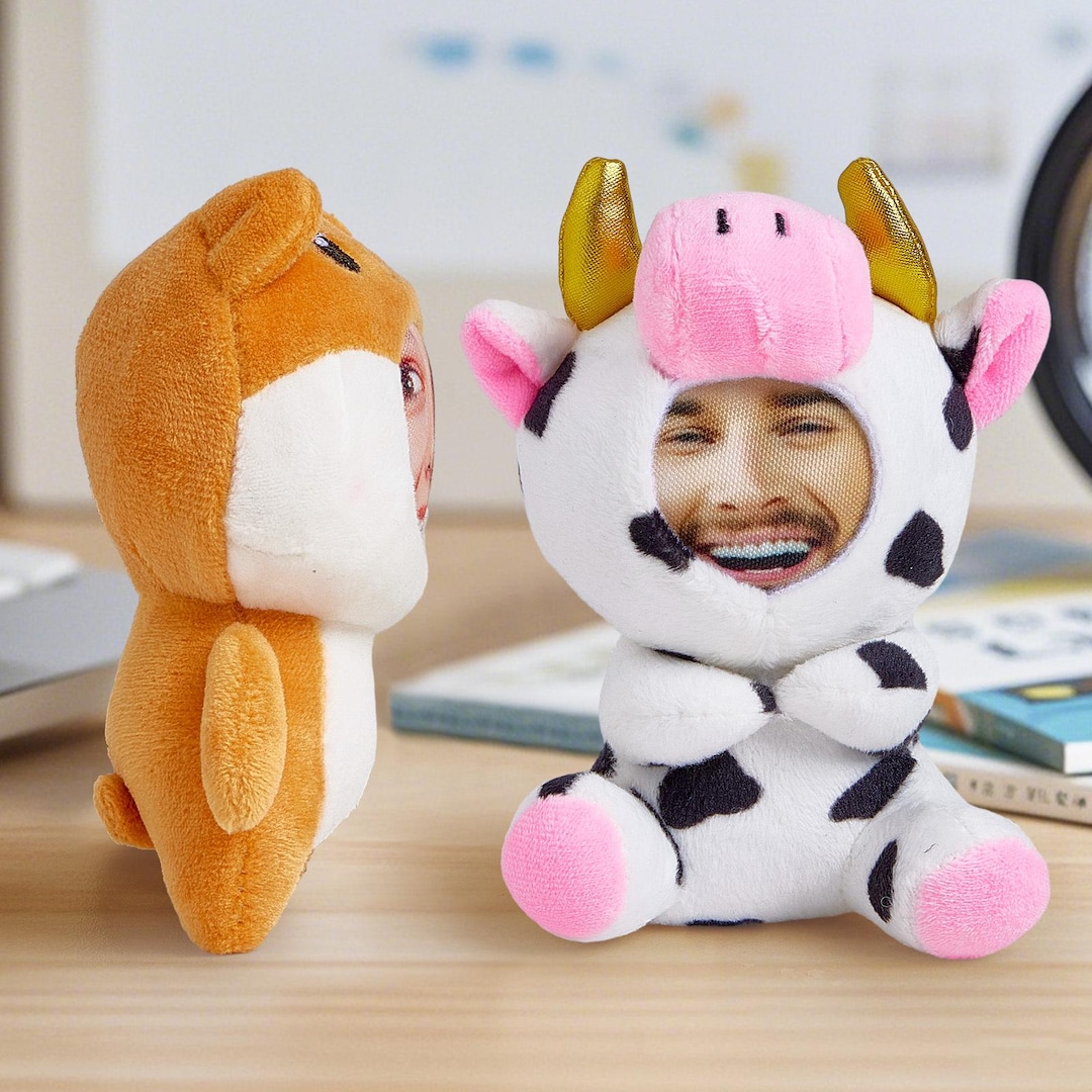 Custom 3D Face Plush Animal Keychain: Personalized Keyring Gift - Etsy