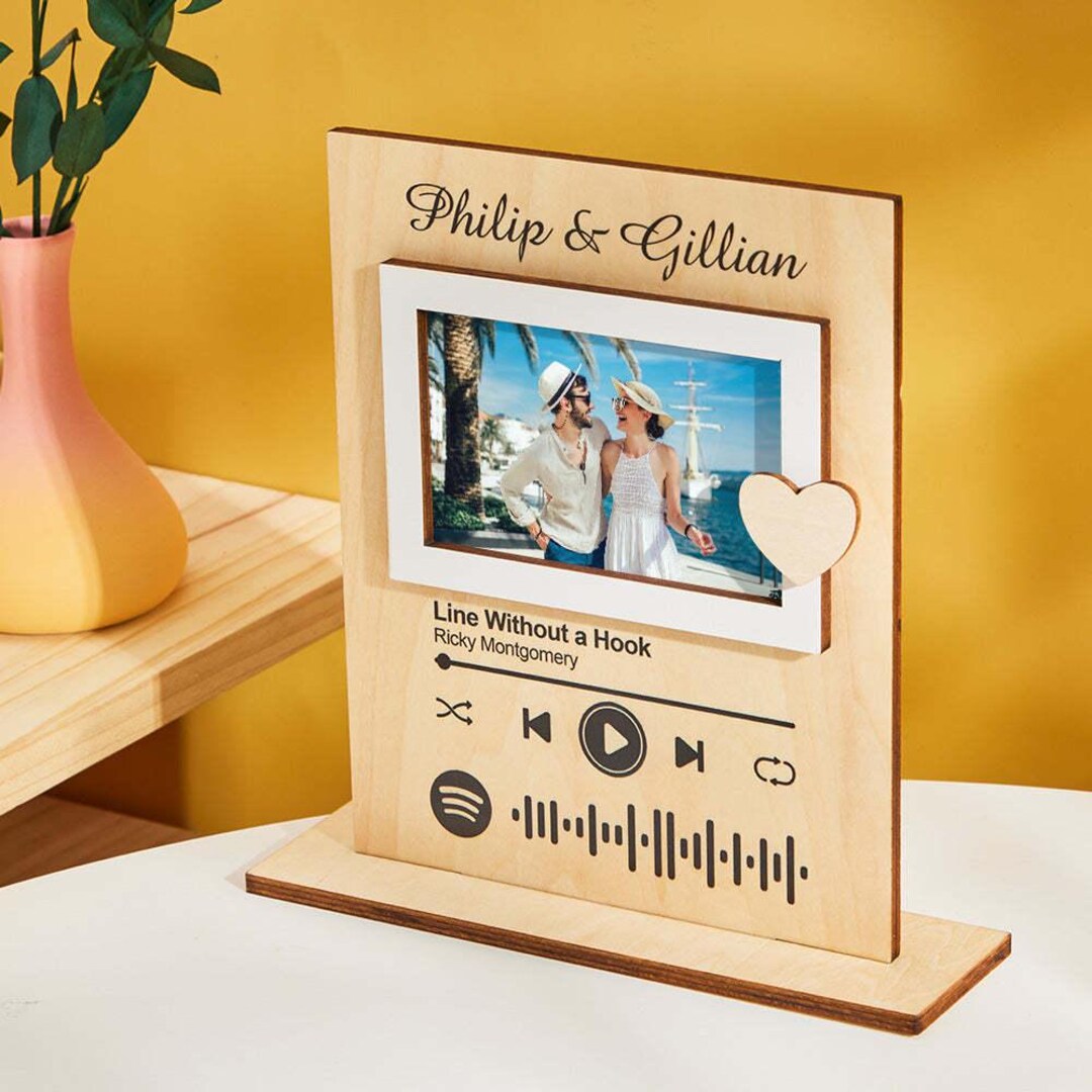 Custom Scannable Spotify Code Picture Frame, Personalized Wood Photo ...
