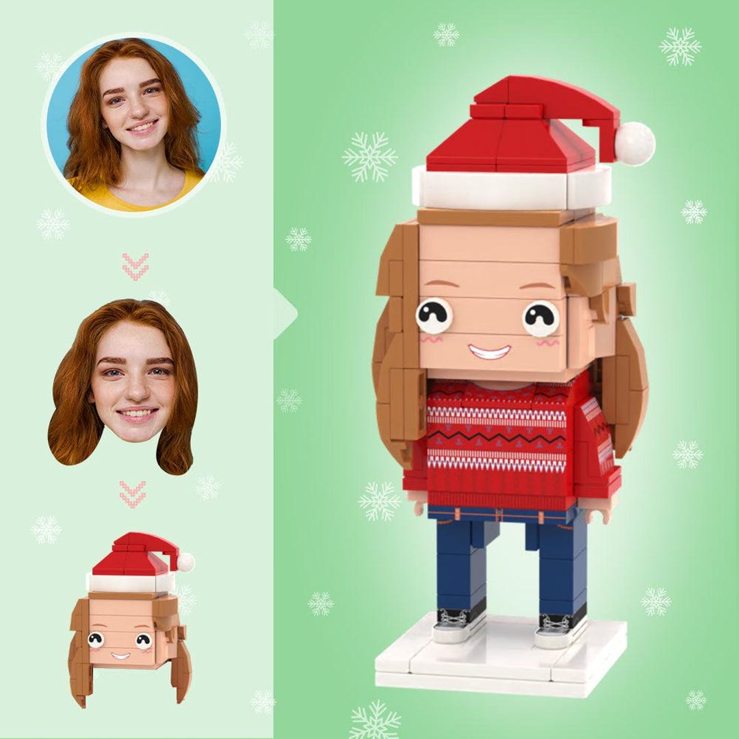 Custom Head Brick Figure, Personalized Christmas Mini Figure, Custom ...