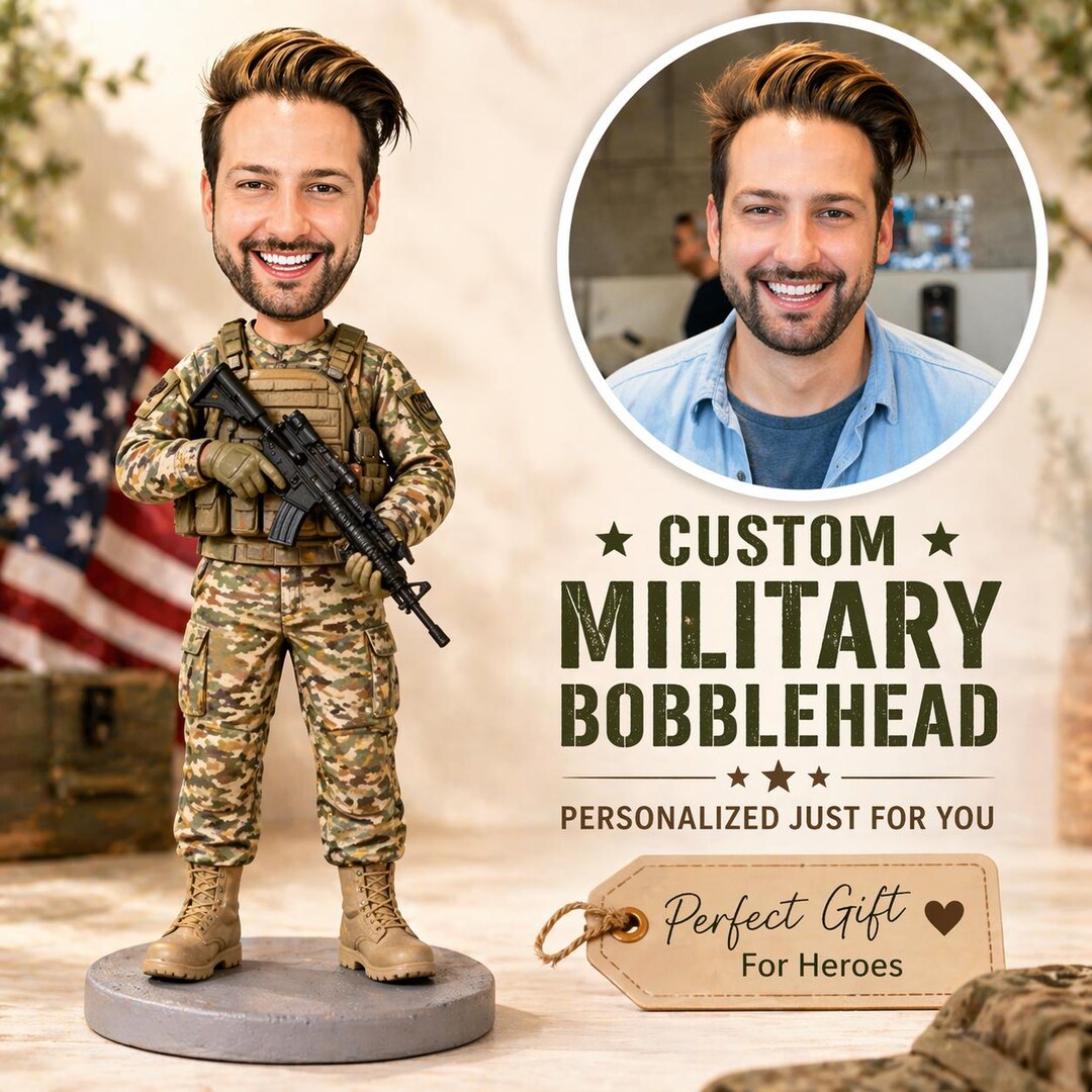 Custom Military Bobblehead, Personalized Soldier Figurine, Uniform Gift ...