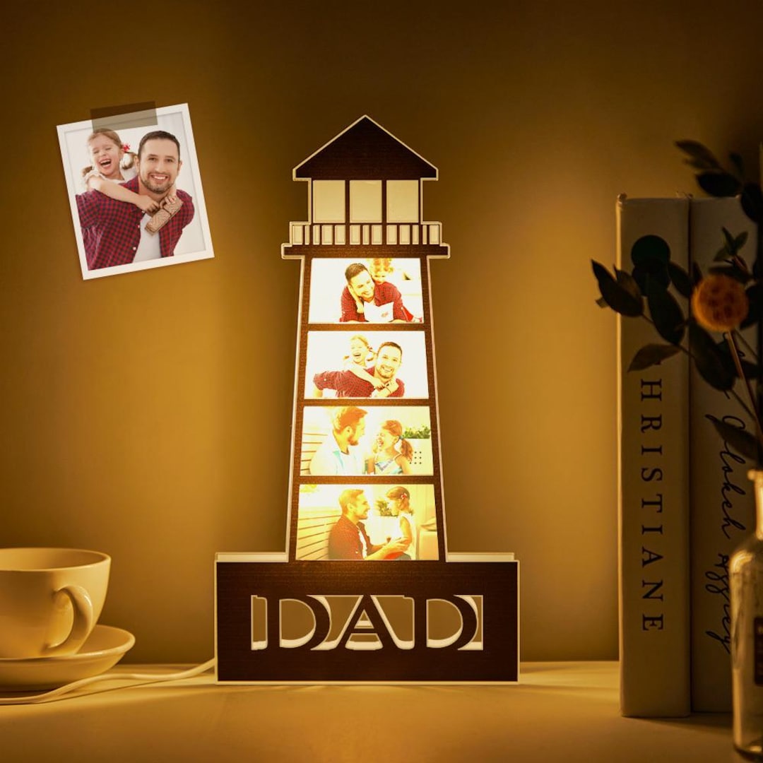 Personalized Photo Lighthouse Night Light, Custom LED Lamp, Unique ...