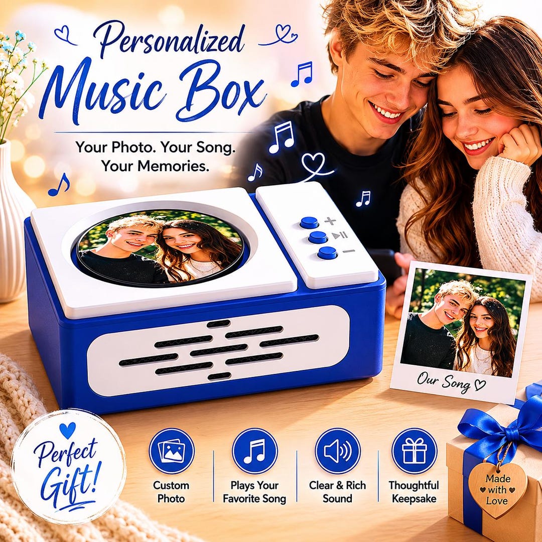 Personalized Mini Record Player, Custom Photo Song Gift, Music Box for ...