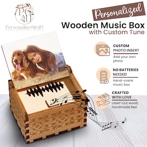 Personalized Wooden Music Box: Custom Song, Photo, and Text - Etsy ...