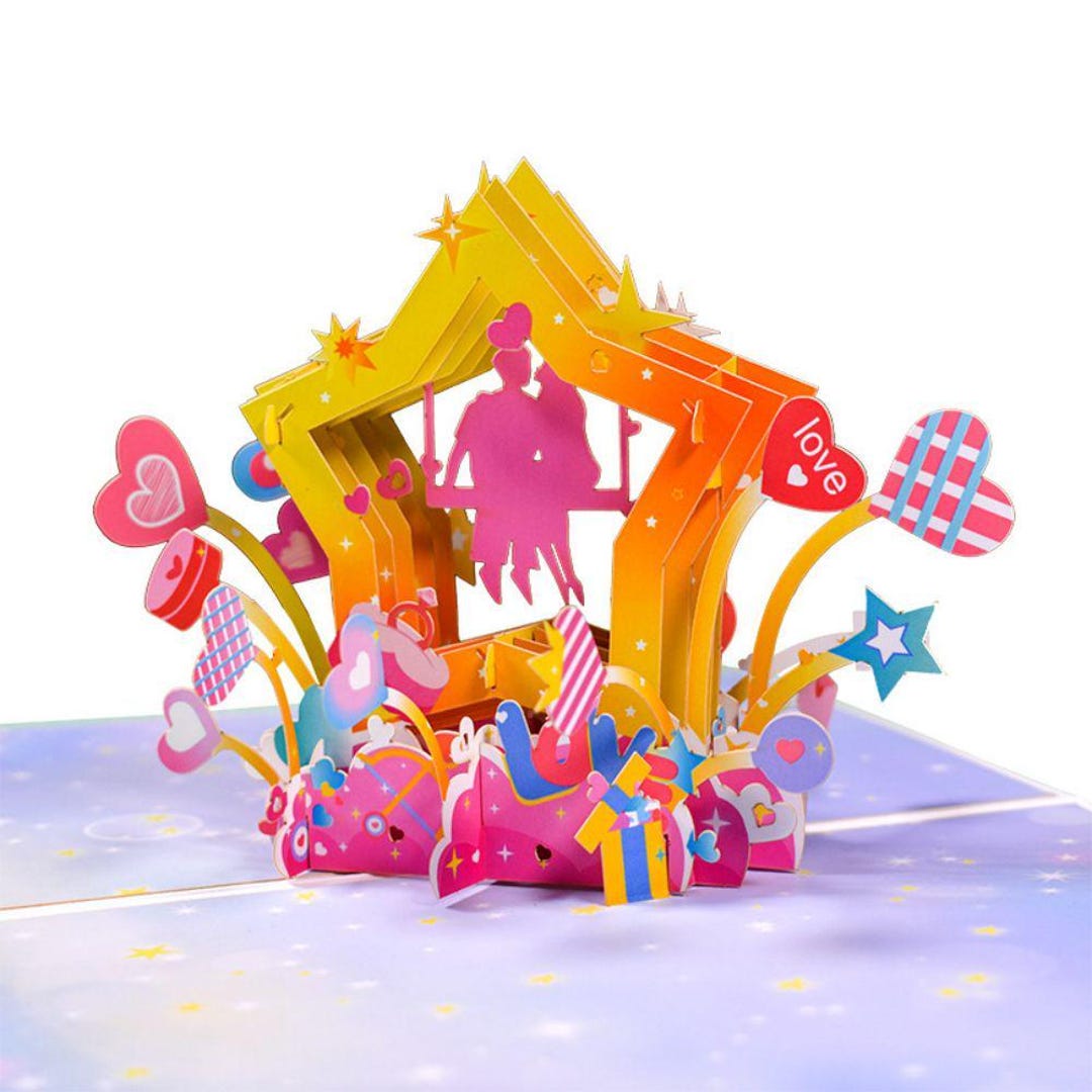 3D Romantic Pop-up Card for Valentine’s Day or Wedding, Creative Star ...