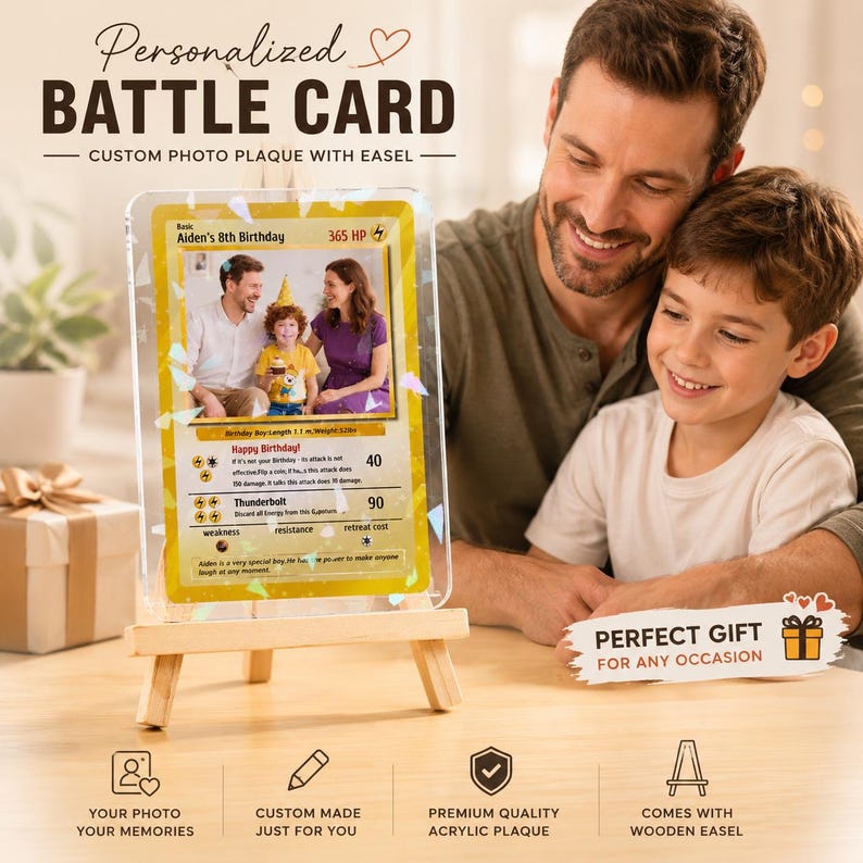 Personalized Battle Card, Custom Photo Plaque With Easel, Fathers Day ...