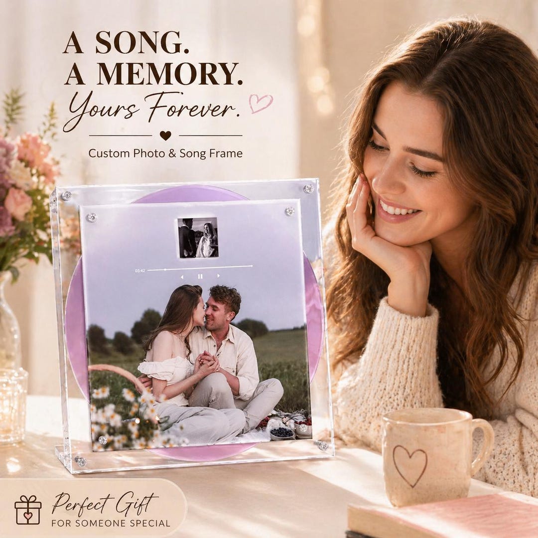 Custom Acrylic Music Photo Frame, Rotating Disc Memory Display ...
